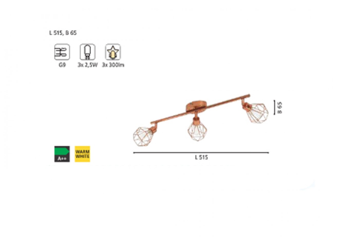 Σποτ LED τρίφωτο L51.5 - 13409
